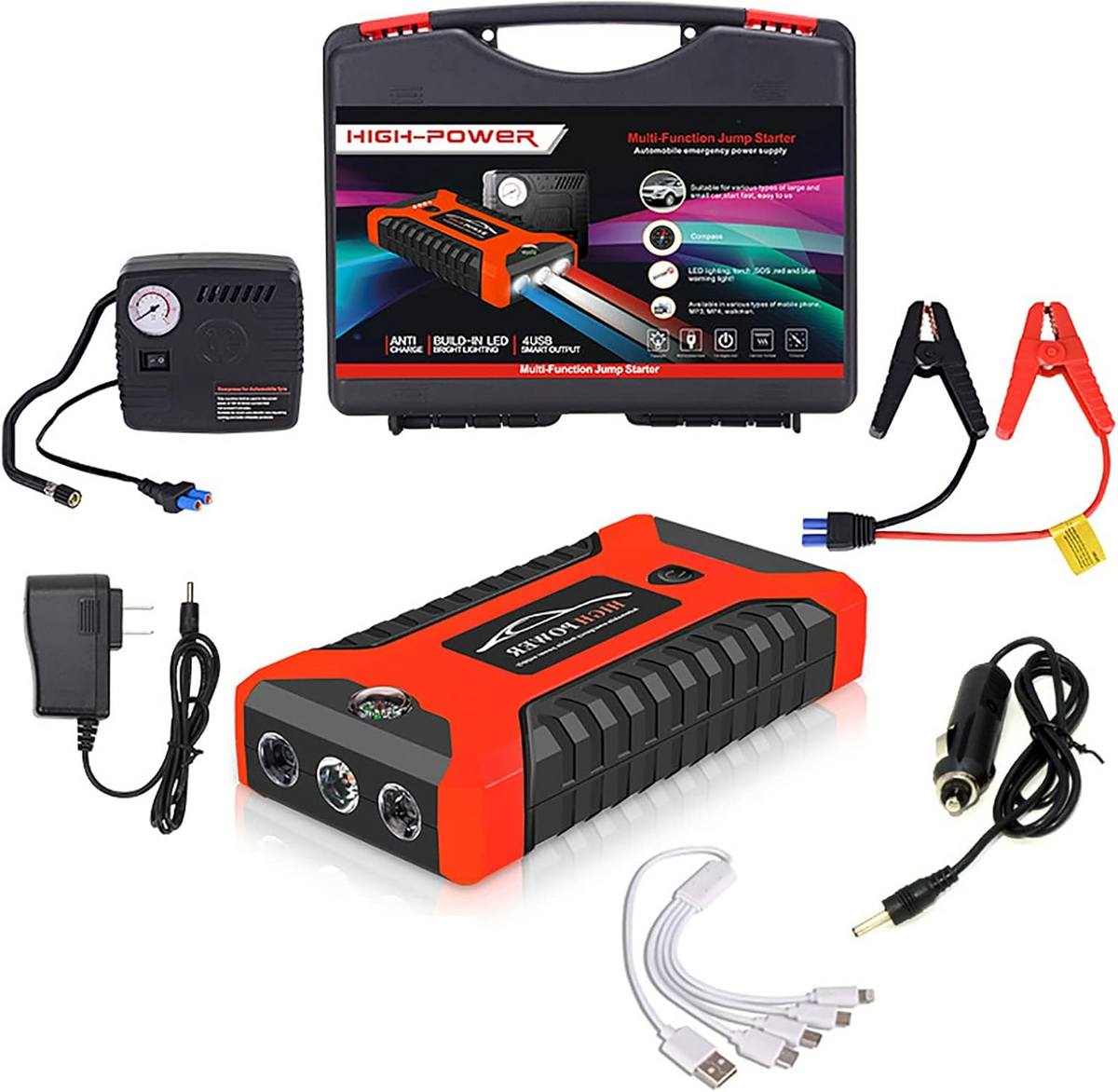 Portable Car Jump Starter Power Bank, Battery Booster Charger, Startin ...