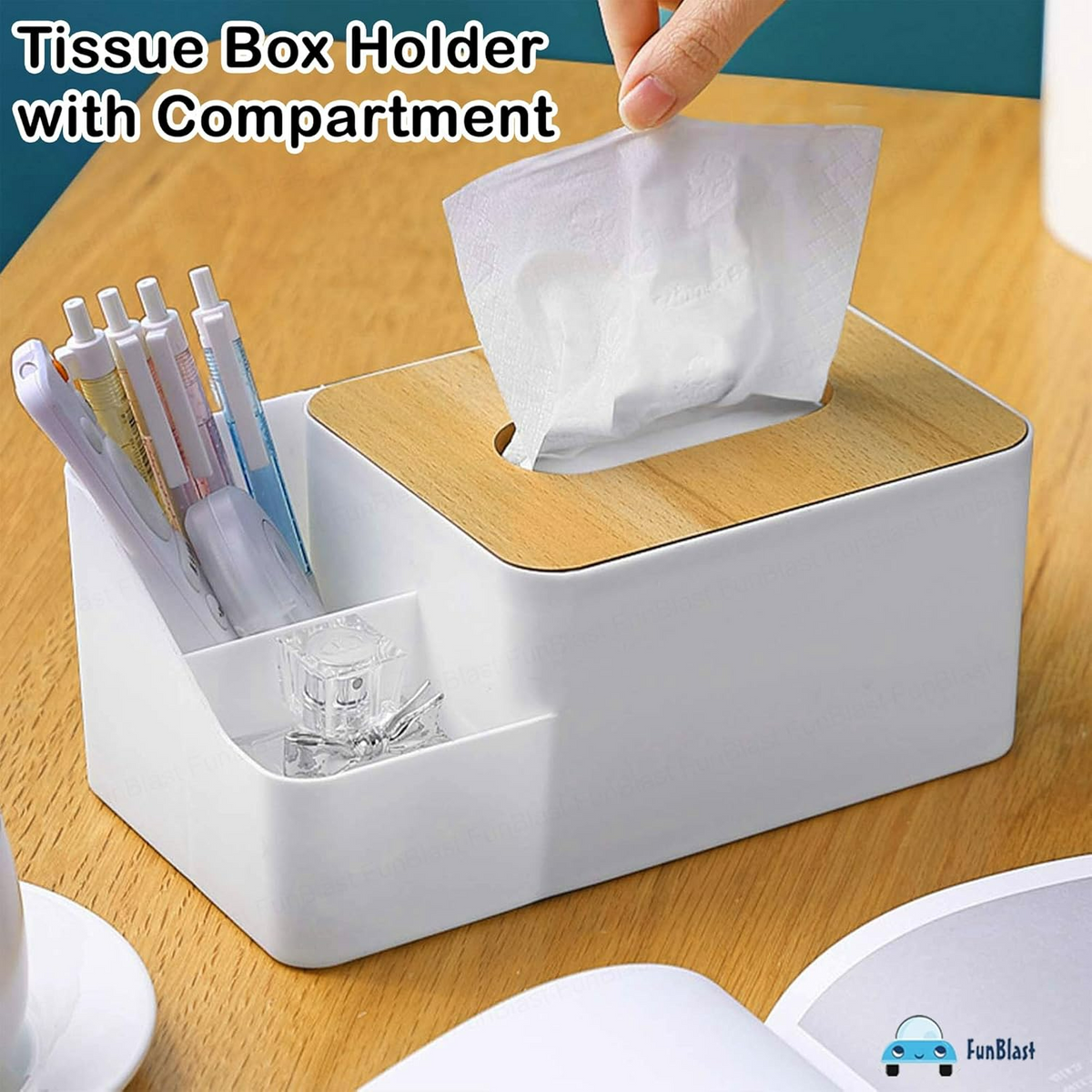 White Tissue Box – Multi-Function Plastic Napkin Holder & Organiser ...