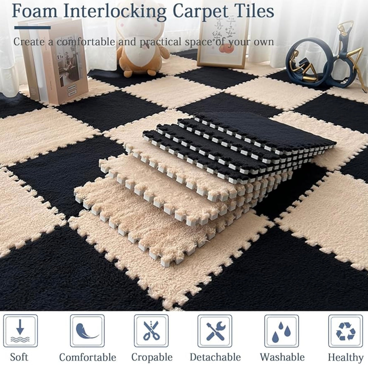 Foam Puzzle Square Floor Mat Plush – Assaf online shop