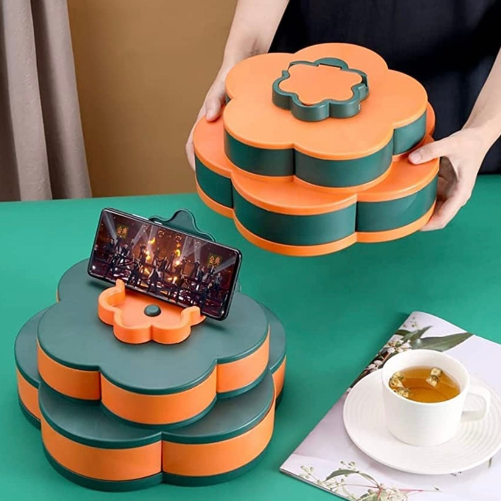 Double Deck Rotating Snack Tray Flower Shape – Assaf online shop