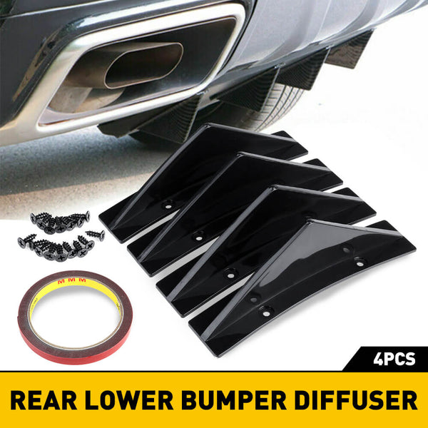 Universal Black/Carbon Fiber Shark Fin Rear Bumper Diffuser for Cars 4 ...