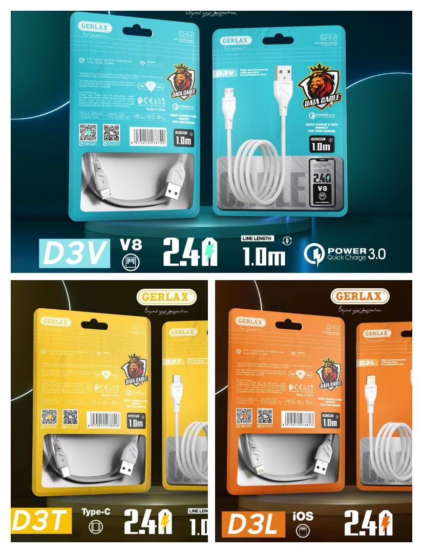 GERLAX UNIVERSAL CABLE 1M ( TYPE-C,MICRO,iOS) – Assaf online shop